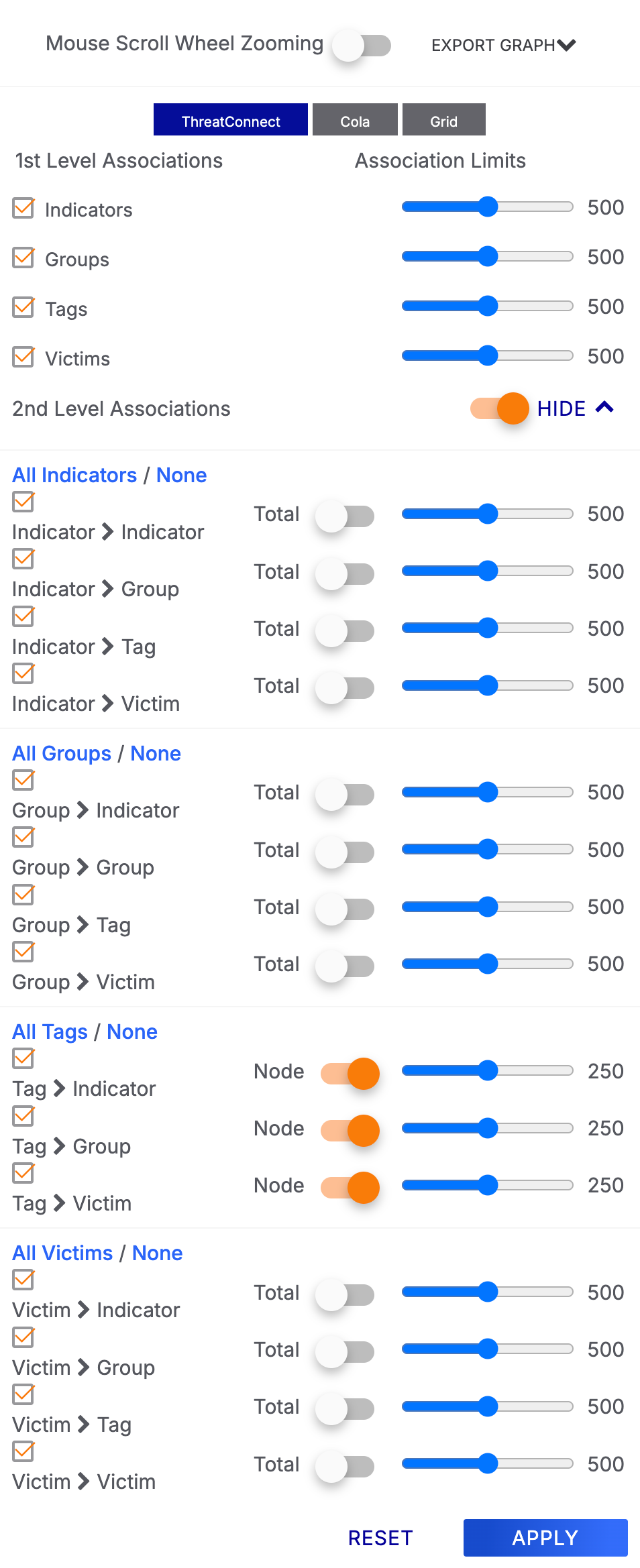 Graph View: Settings | ThreatConnect